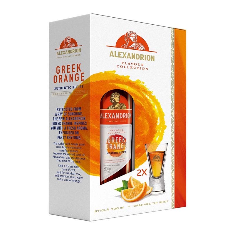 Brandy Alexandrion Orange 25% 0.7L + 2 pahare – Vinimediat